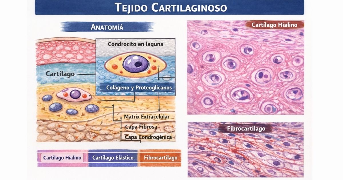 🥇 Tejido cartilaginoso: histología, tipos y funciones