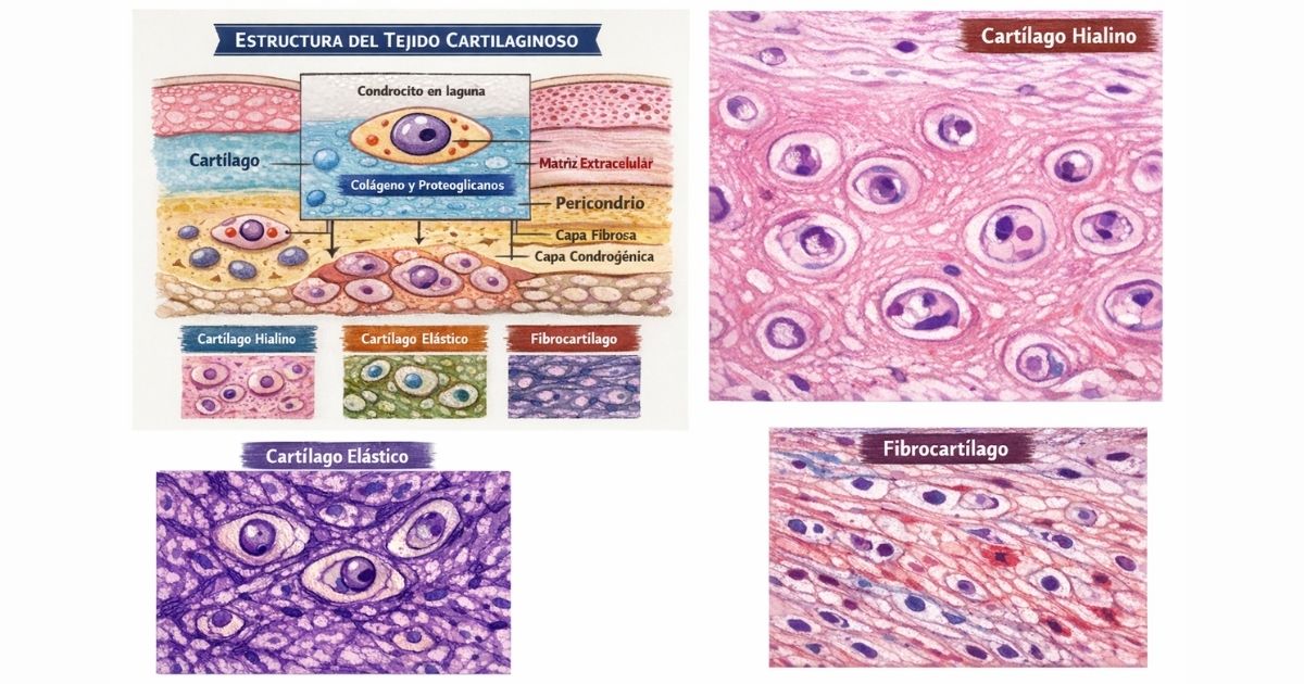 🥇 Tejido cartilaginoso: histología, tipos y funciones